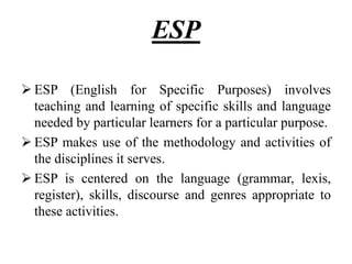 Approches to course design in ESP | PPTX | Education