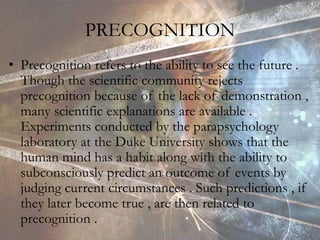 Esp | PPTX | Paranormal Phenomena | Hobbies & Interests