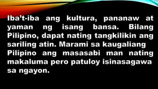 ESP-5- Pagmamahal sa Bansa at sa atin pptx | PPTX