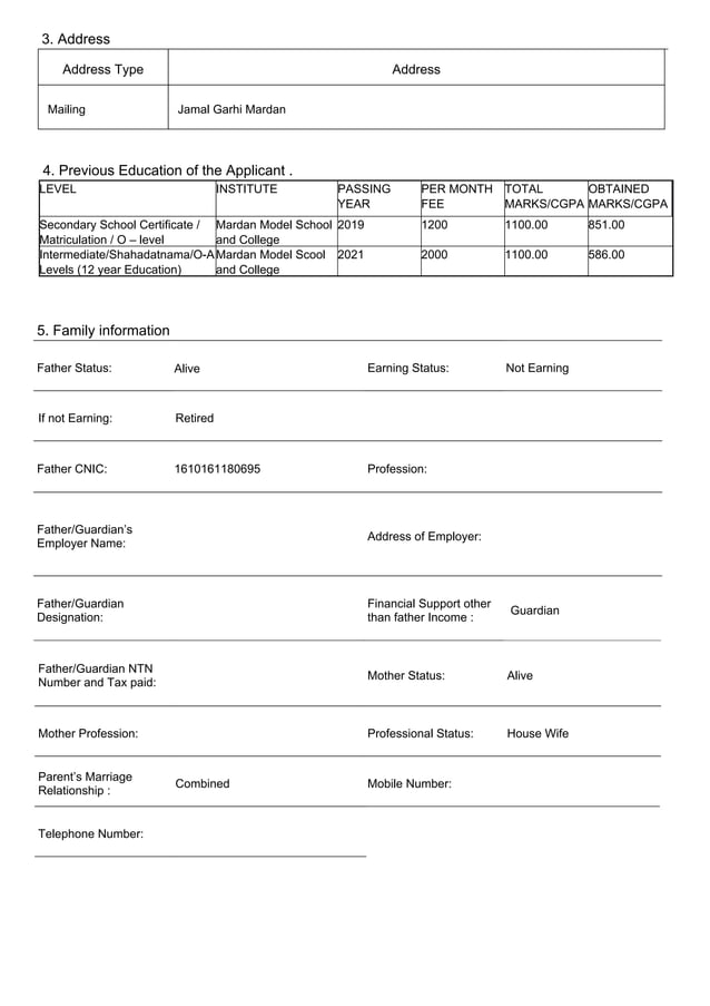 Esp application form | PDF