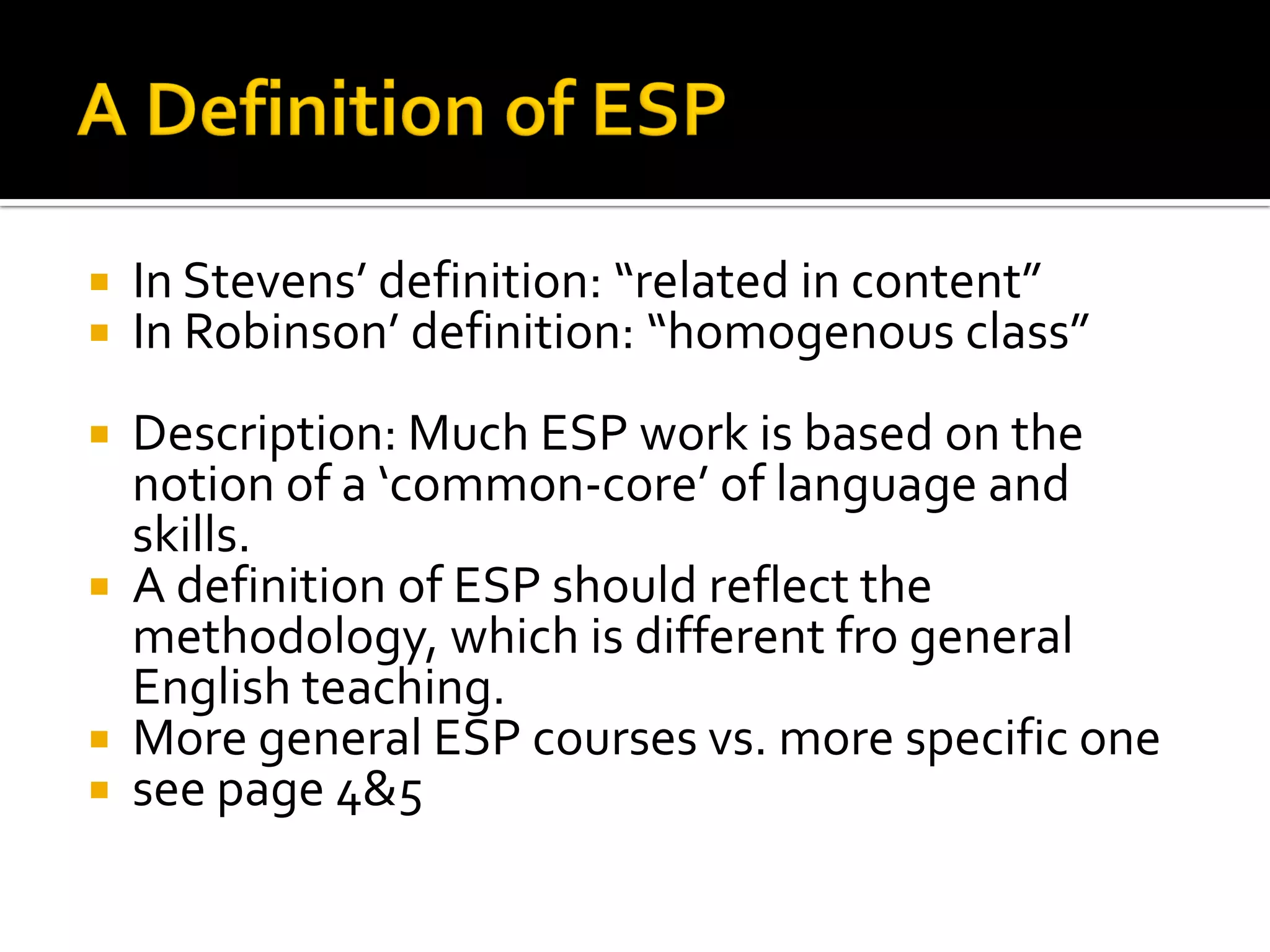 Developments in English for Specific Purposes - Chapter 1 & 2 | PDF