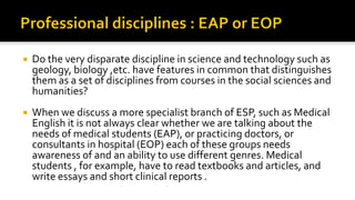 ESP Course- chapter 3 - English for academic purposes | PDF
