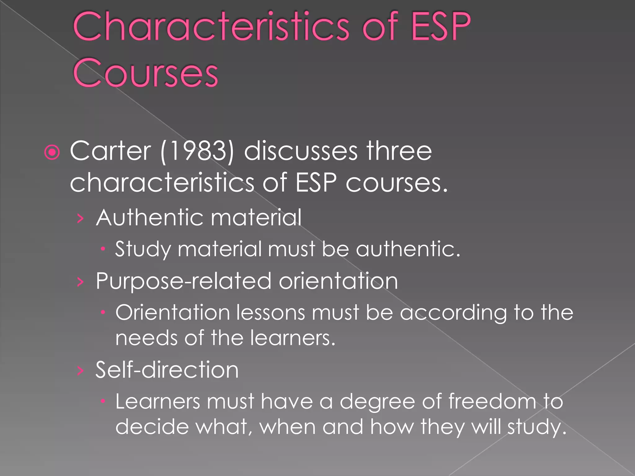 ESP - English for specific purposes | PPTX