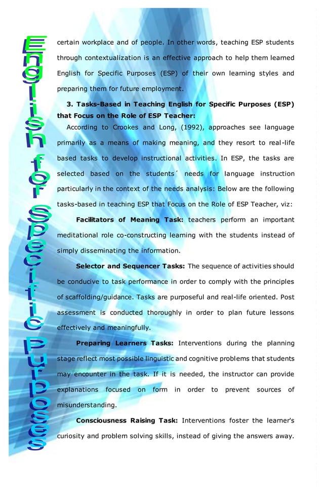 Input Based Output Based And Task Based In Teaching Esp Pdf 