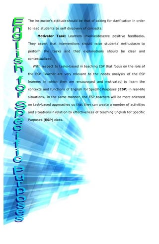 Input-based, output-based and task-based in teaching ESP | DOCX | Education