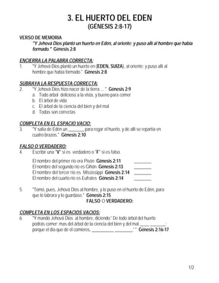 Historia de la Biblia 3. El Huerto del Edèn | PDF