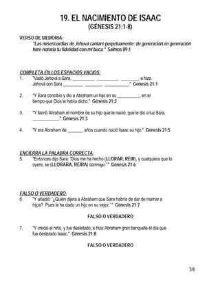 Historia de la Biblia 19. El Nacimiento de Isaac | PDF