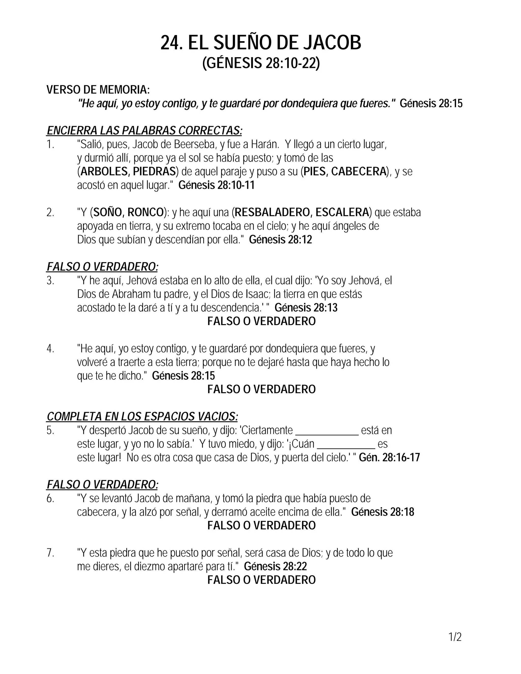 Historia de la Biblia 24. El Sueño de Jacob | PDF