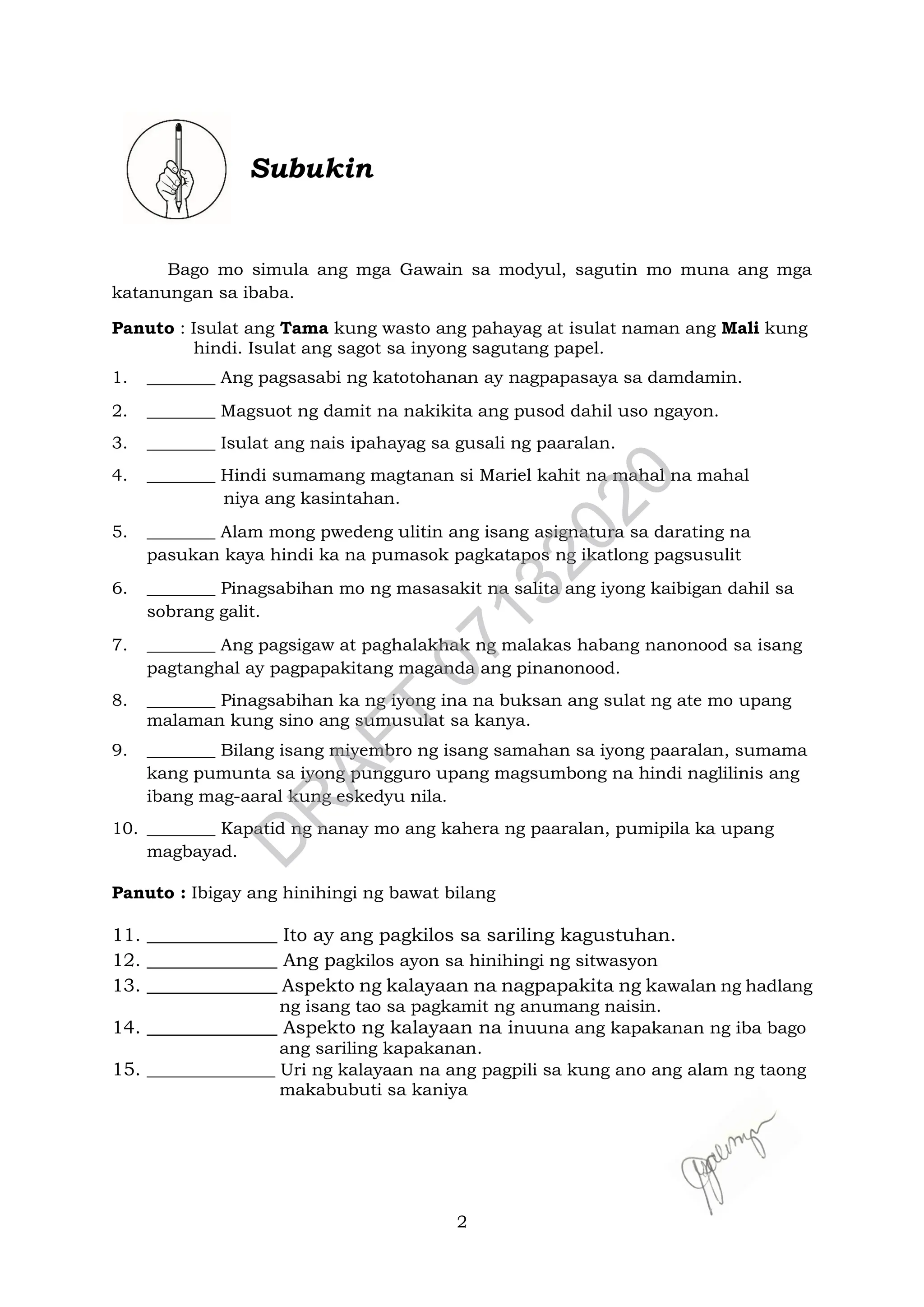 EsP10-Q1-M6-Ang Tunay na Kahulugan ng Kalayaan-v4.pdf