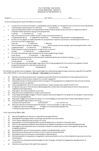 Esp 10 4th exam | DOCX