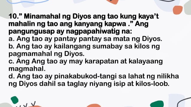 Grade 10 EsP Dignidad Powerpoint Presentation | PPTX