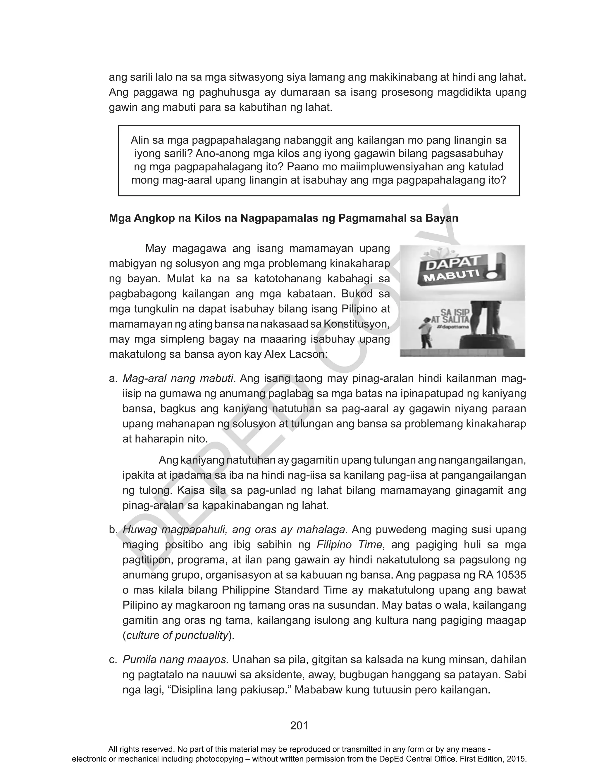 GRADE 10 - EsP Yunit 3 | PDF