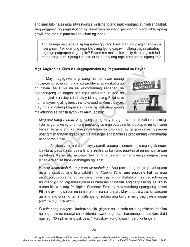 GRADE 10 - EsP Yunit 3 | PDF