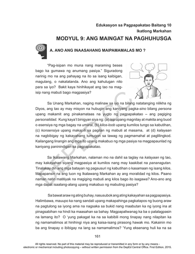 ESP Learners Module Grade 10 Unit 3 | PDF