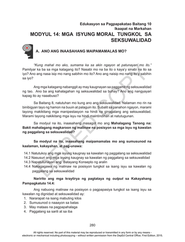 ESP Learners Module Grade 10 Unit 4 | PDF