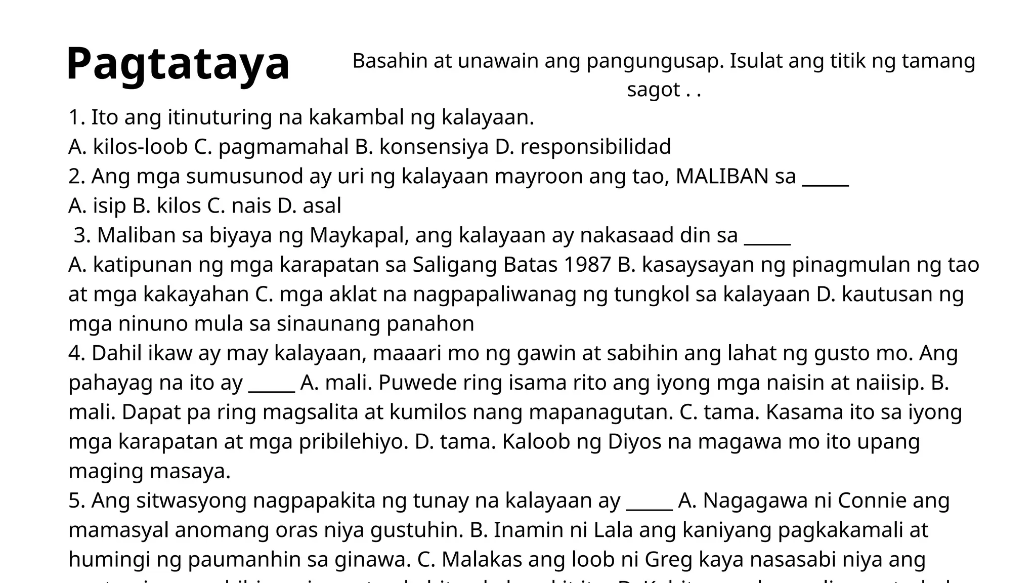 ESP 10 Pagpasya ng Kilos Tungo sa Pagsasabuhay ng Kalayaan week 5 & 6.pptx