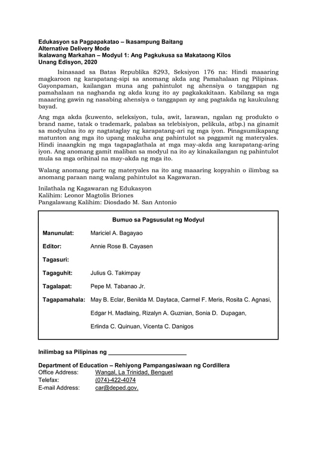 Es p10 q2_mod1_ang pagkukusa sa makataong kilos_v3 | PDF