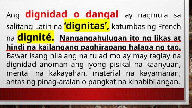 ESP 10 WEEK 7-8 Pagpapahalaga sa Dignidad ng Tao | PPTX
