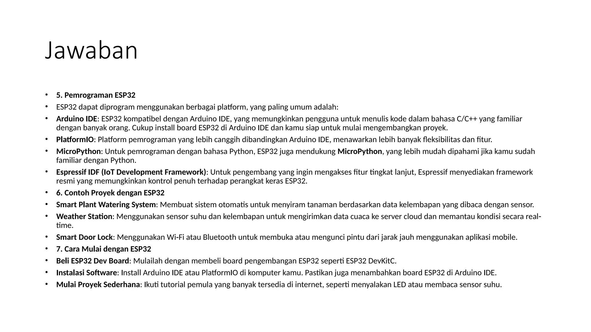 Penjelasan tentang ESP32. Salah satu komponen untuk mendevelop IOT. | PPTX