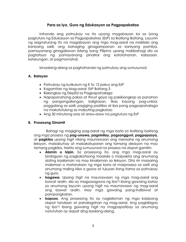 Grade 3 EsP Teachers Guide | PDF