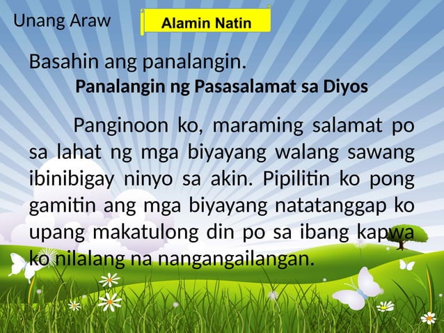 ESP 5 PPT Q4 W2 - Day 1-5 - Pakikiisa sa Pagdarasal para sa Kabutihan ...