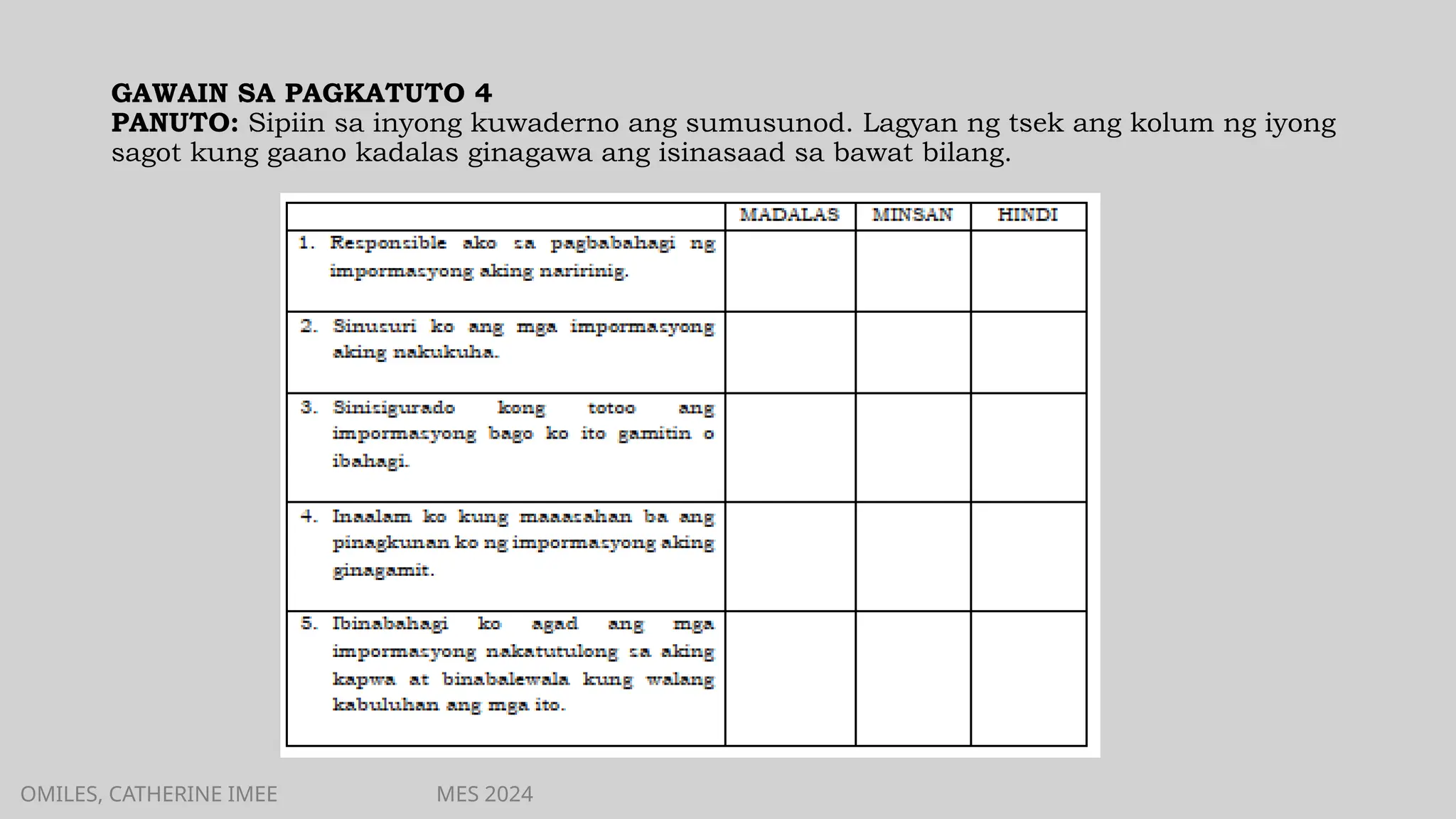 ESP6 Q1 WK5 PAGGAMIT NG TAMANG IMPORMASYON.pptx