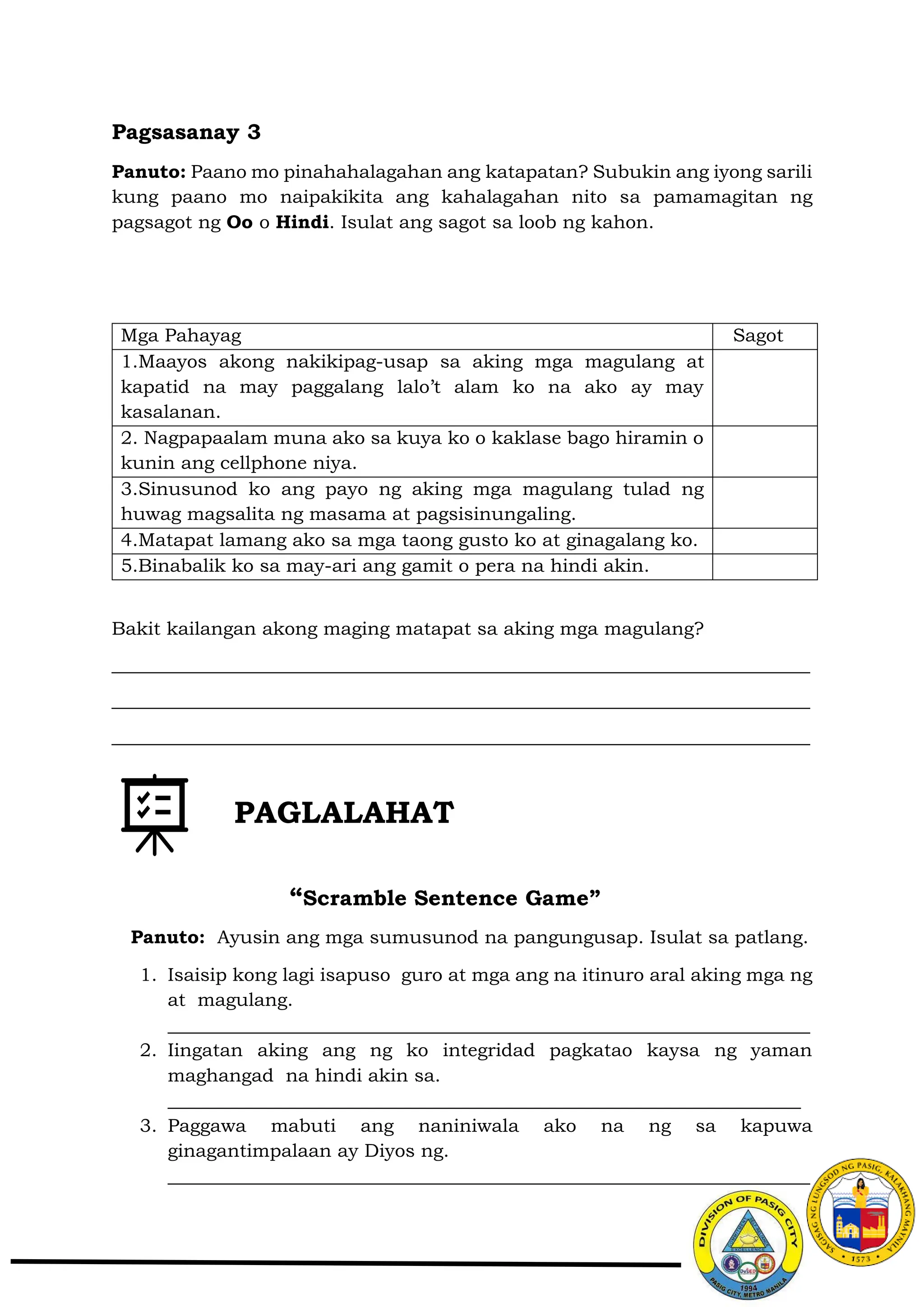 EsP 8-Q4-Module 1: Katapatan: Papahalagahan ko | PDF