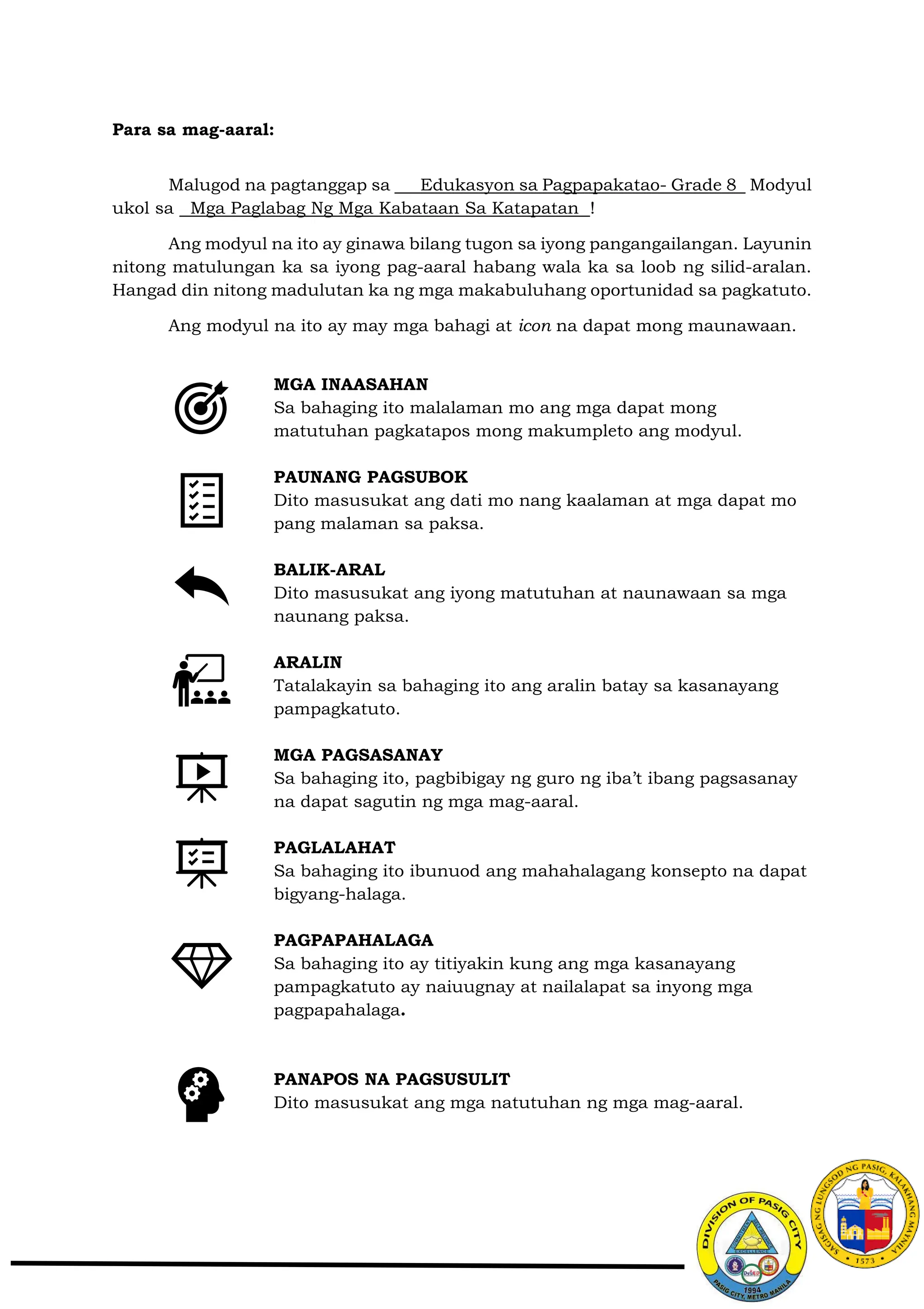 EsP 8-Q4-Module 3: Mga paglabag ng kabataan sa katapatan | PDF