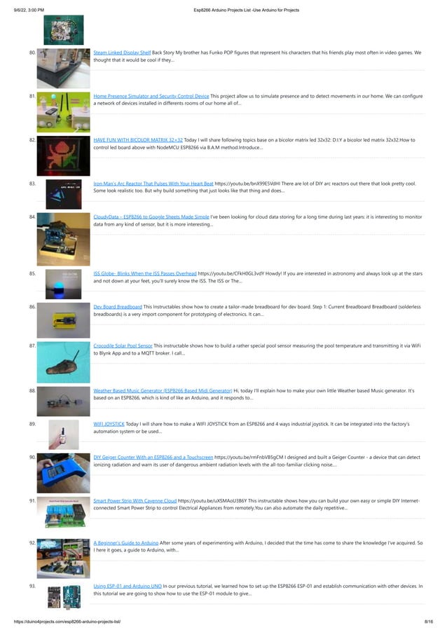 Esp8266 Arduino Projects List -Use Arduino for Projects.pdf