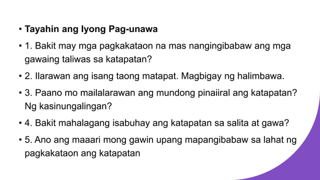 EsP 8 modyul 12 katapatan sa salita at gawa | PPTX