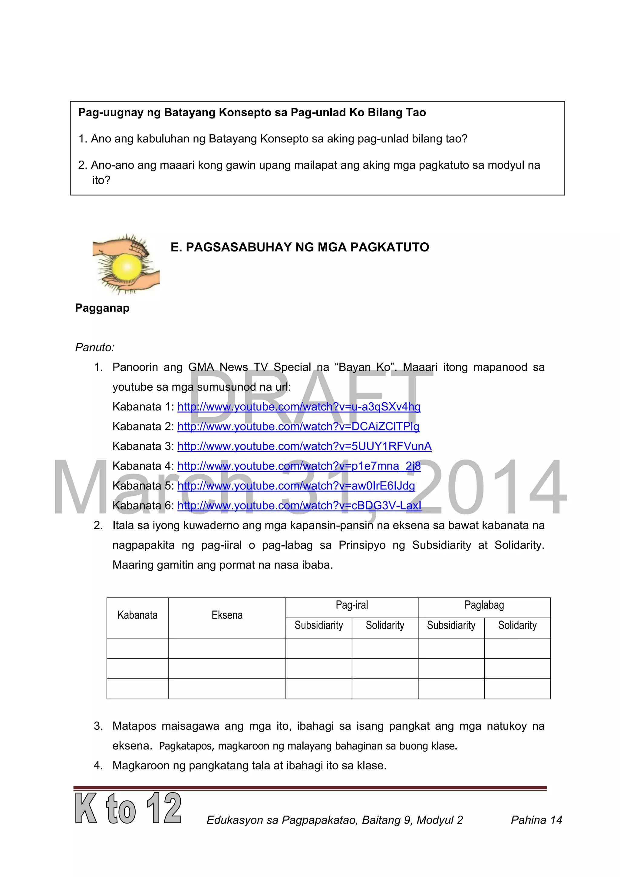 Edukasyon sa Pagpapakatao Grade 9 (LM) | PDF
