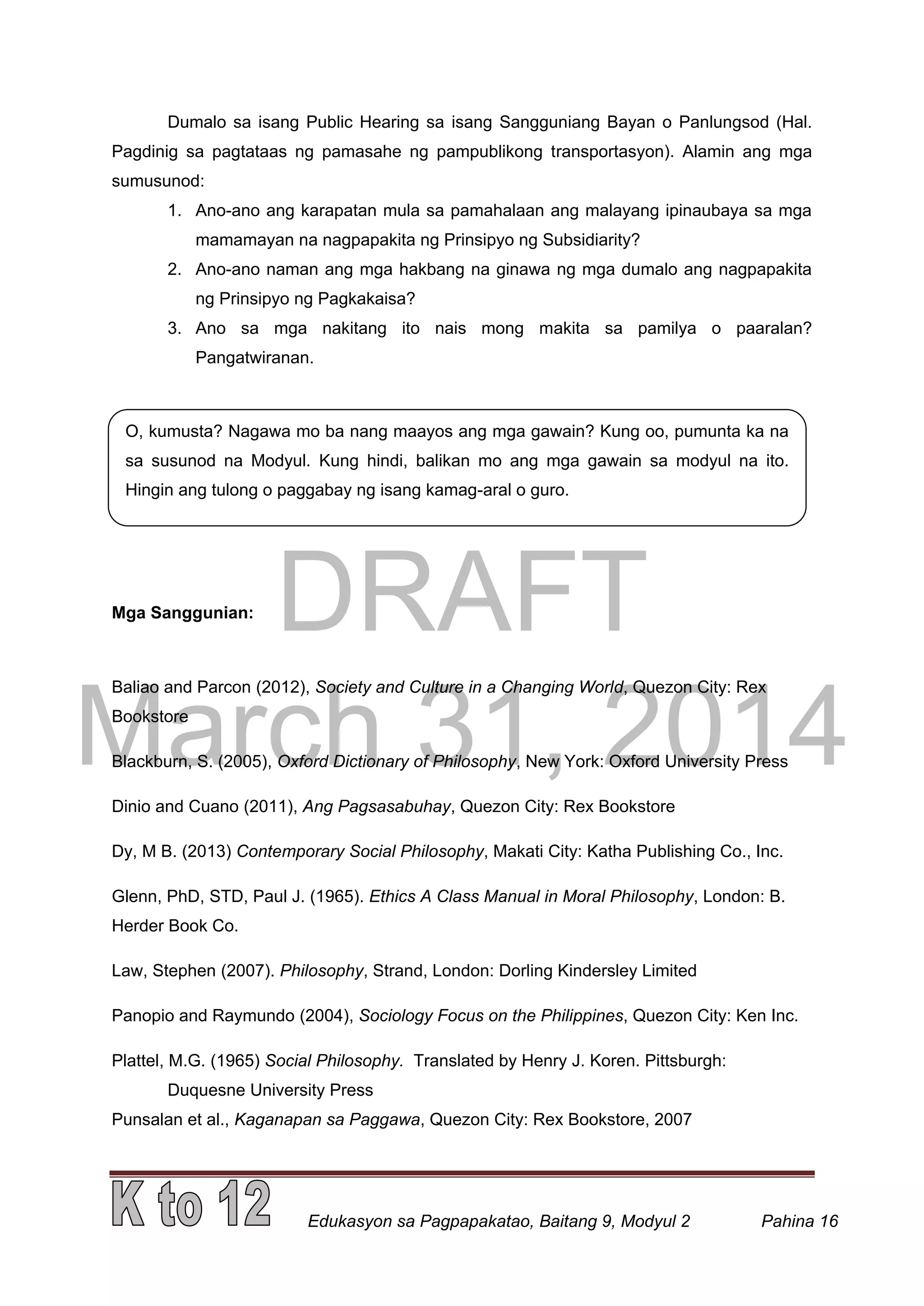 Edukasyon sa Pagpapakatao Grade 9 (LM) | PDF