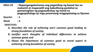 ESP9: Achieving One's Common Good | PPTX
