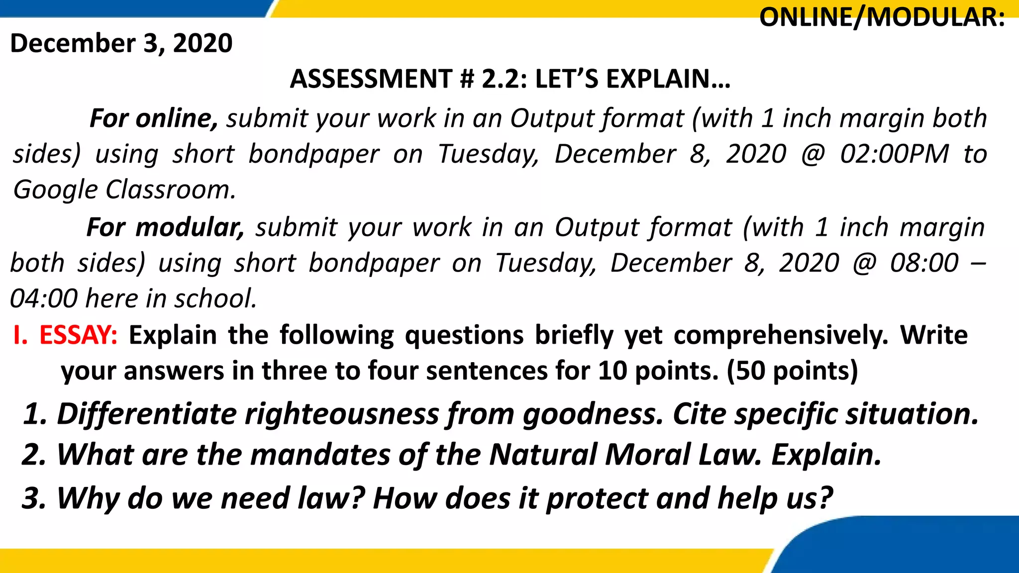 ESP9: Laws based on Determining Natural Moral Law | PPTX