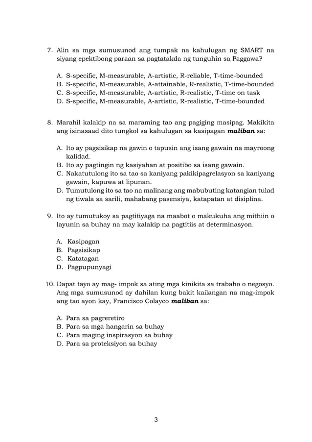 Ikatlong markahan sa edukasyon sa pagpapakatao | PDF