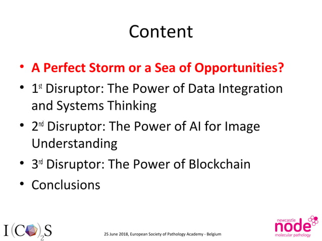 Pathology is being disrupted by Data Integration, AI & Blockchain | PPT