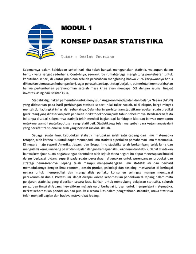 Espa4123 statistika modul 1 | PDF