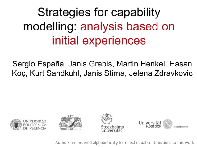 Strategies for capability modelling: analysis based on initial ...