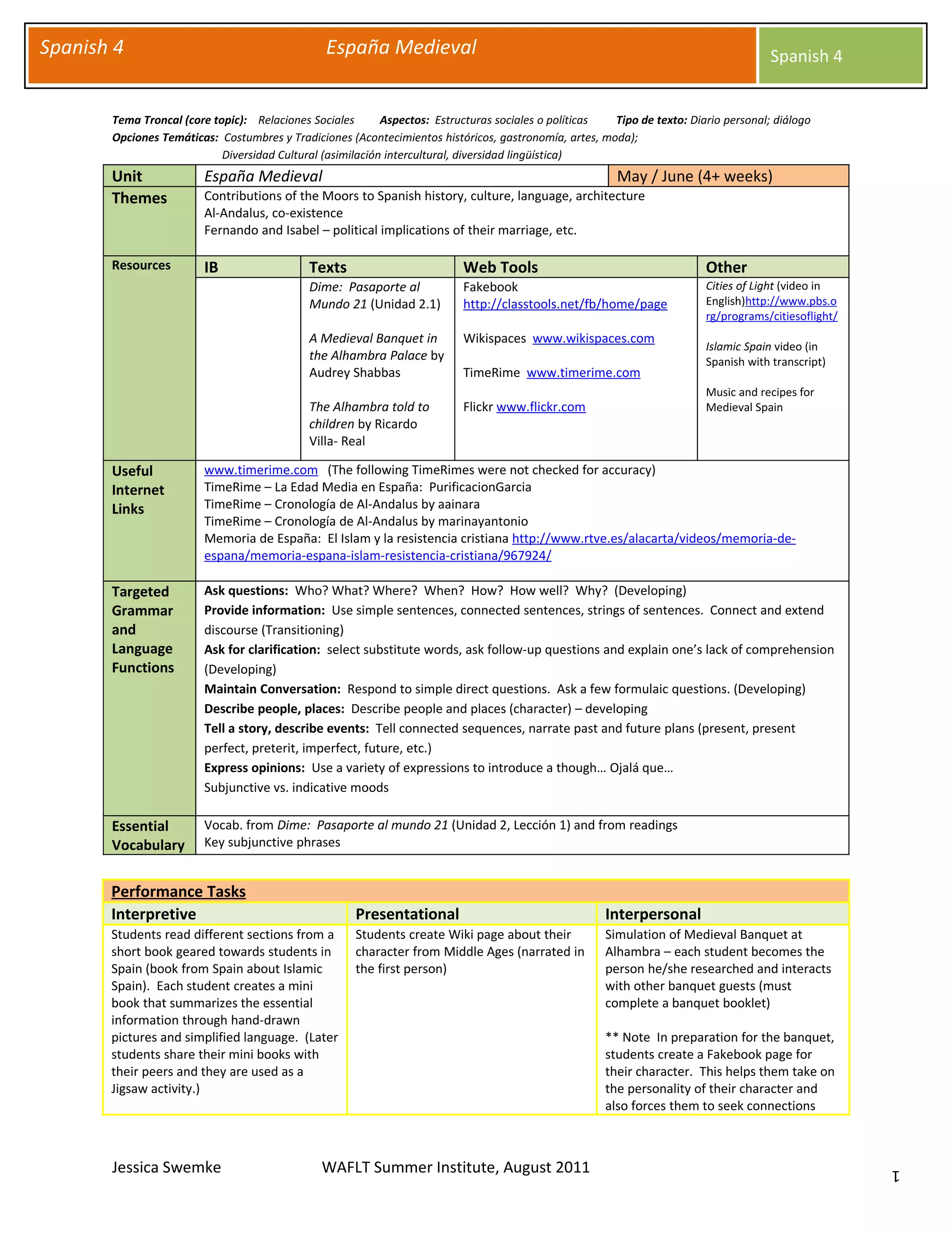 España medieval spanish 4 resources | DOC