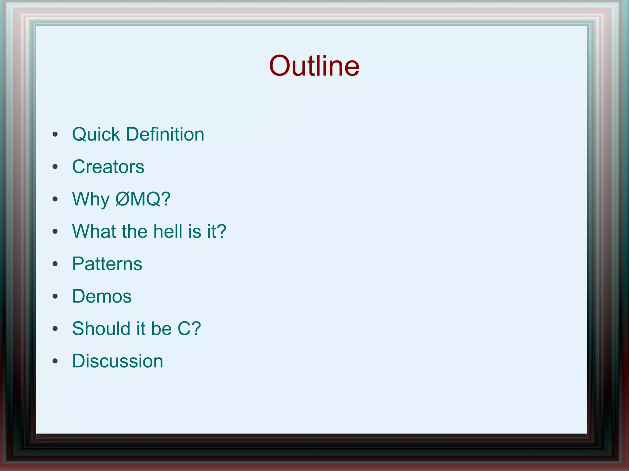 Introduction to ZeroMQ - eSpace TechTalk | PPT