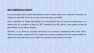 ESPACIO DE NOMBRES SYSTEM.DATA.SQLCLIENT | PPTX