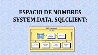 ESPACIO DE NOMBRES SYSTEM.DATA.SQLCLIENT | PPTX