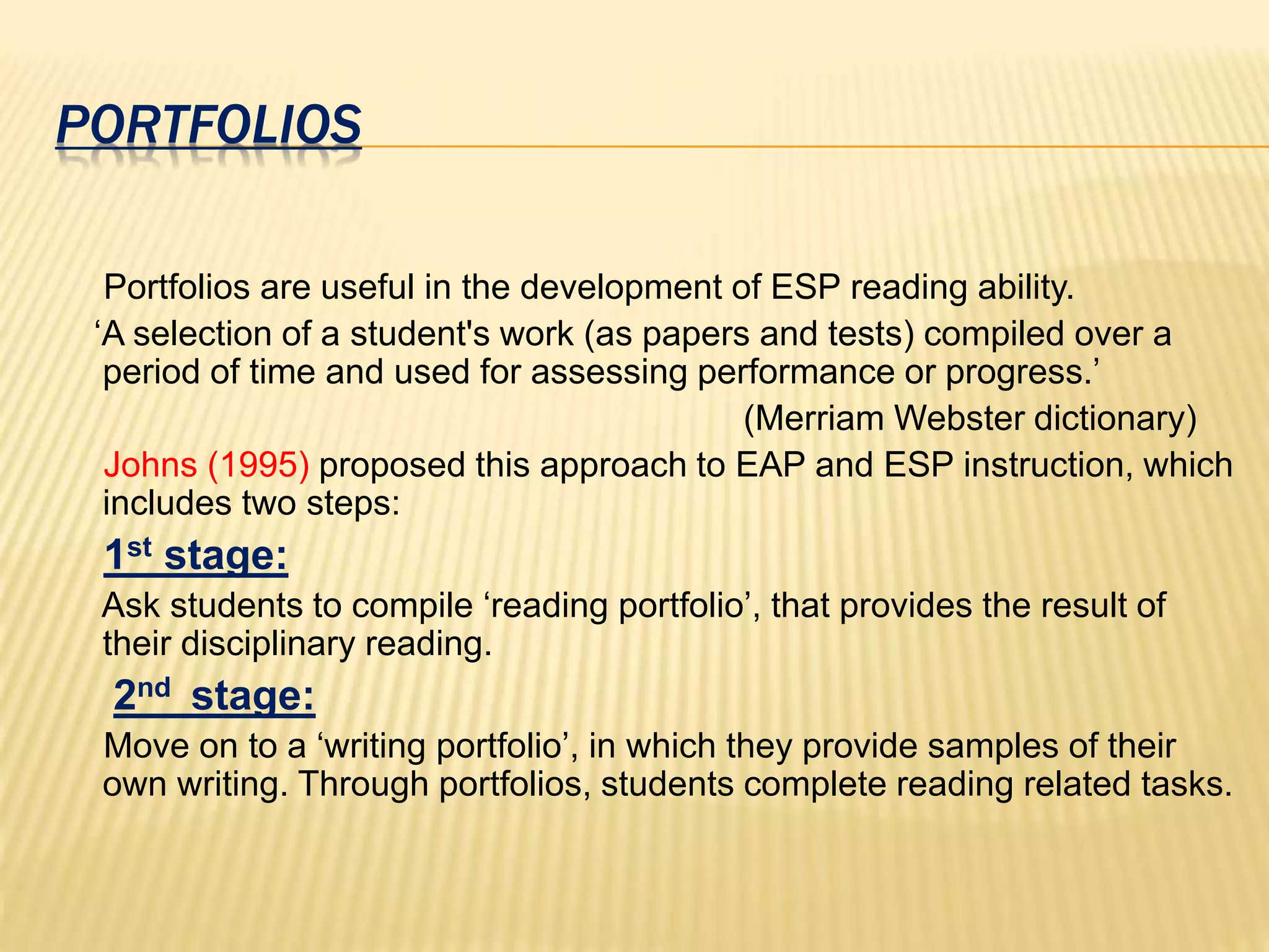 Esp and reading skill in applied linguistics | PPTX