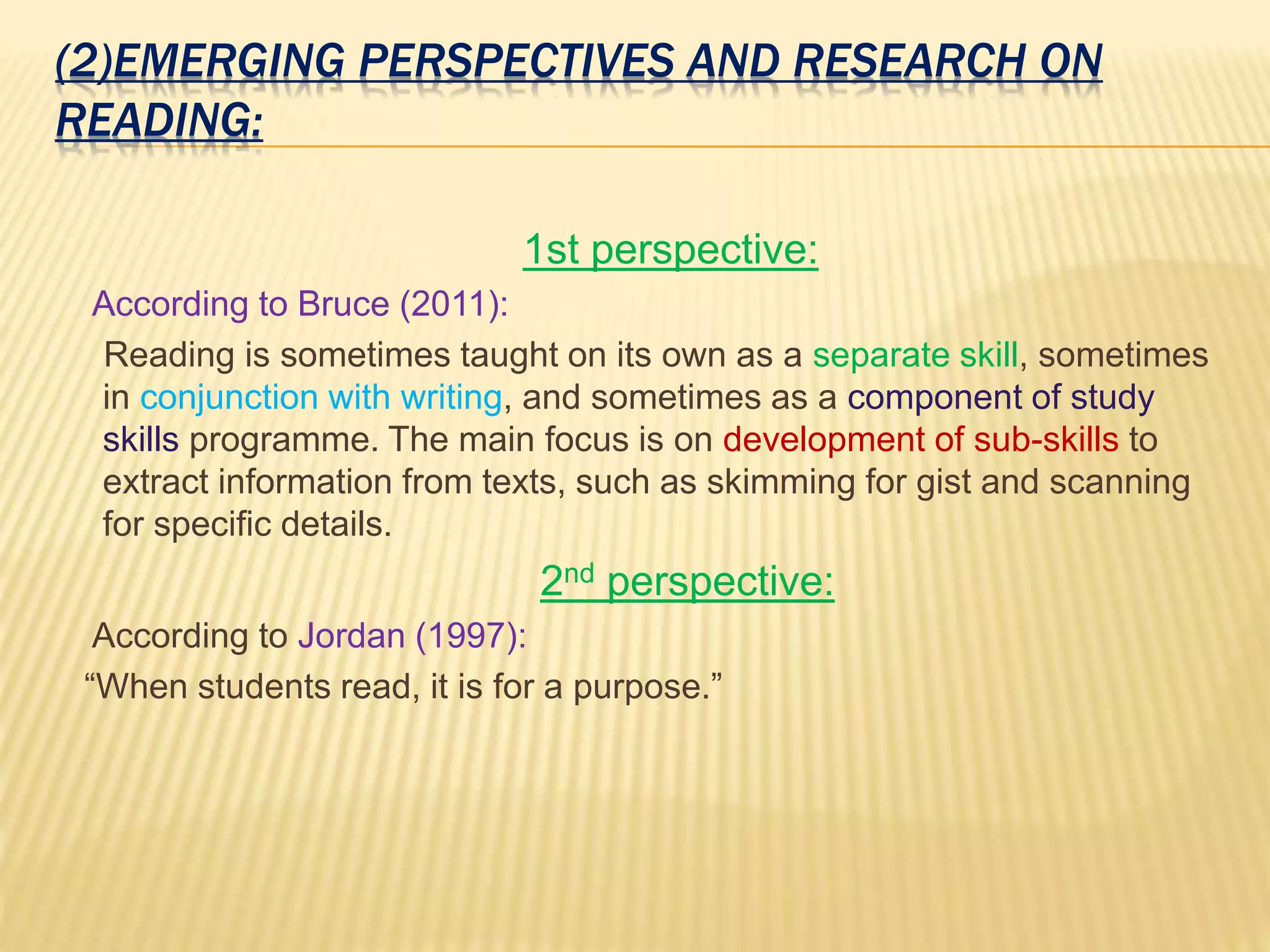 Esp and reading skill in applied linguistics | PPTX