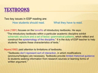 Esp and reading skill in applied linguistics | PPTX