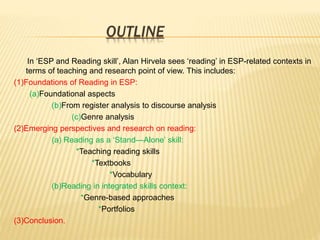 Esp and reading skill in applied linguistics | PPTX