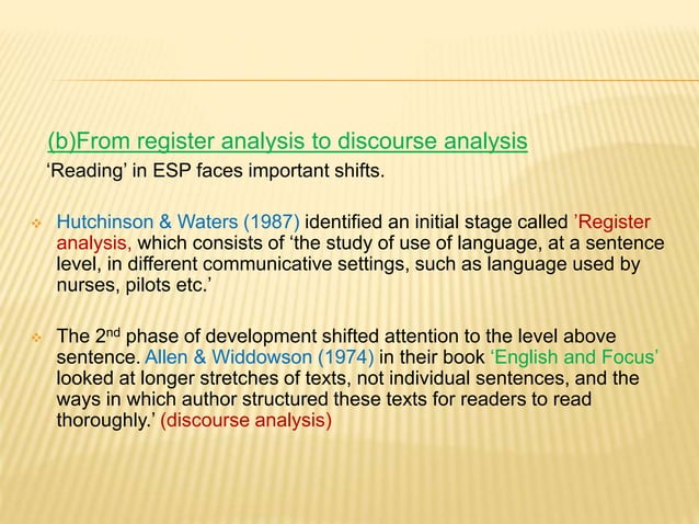Esp and reading skill in applied linguistics | PPTX