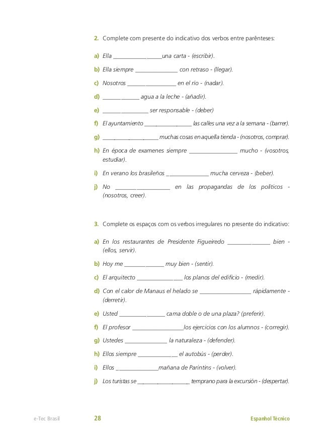 Ejercicios Con Presente Del Subjuntivo