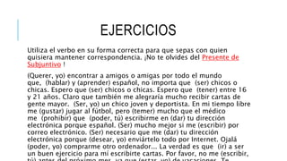 Español para extranjeros "El subjuntivo" | PPTX