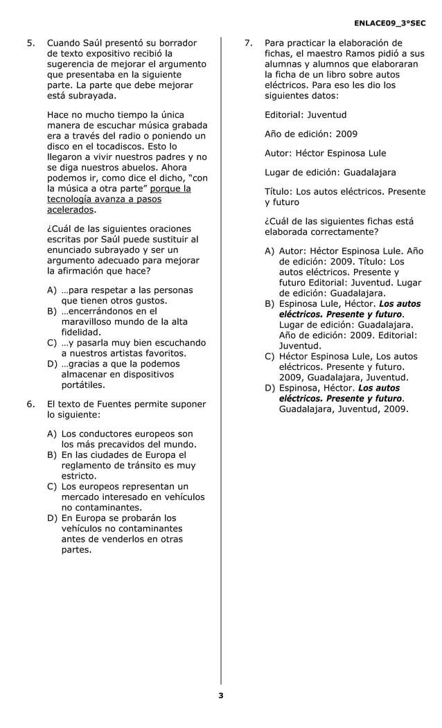 Español tercer grado